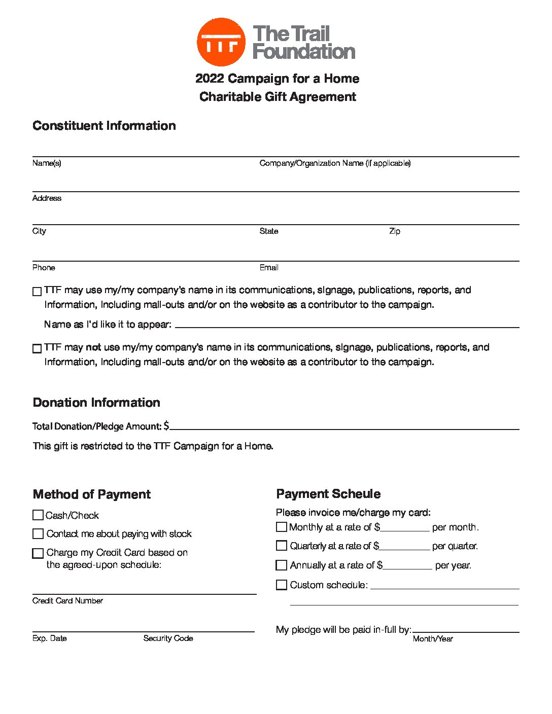2022 TTF Pledge Form-Campaign for a Home - The Trail Conservancy